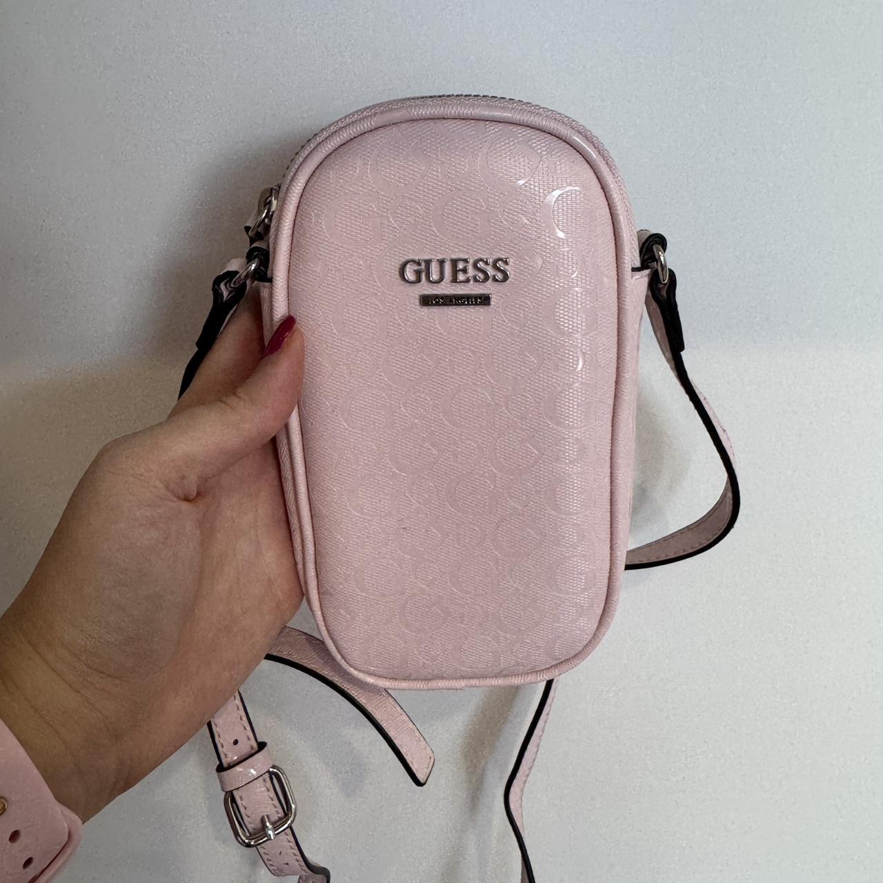 Baby pink guess cross body bag with adjustable strap... - Depop