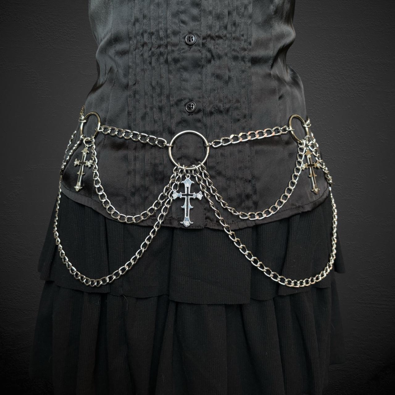 Gothic grunge chain belt with cross charms ️🖤PRICE... - Depop