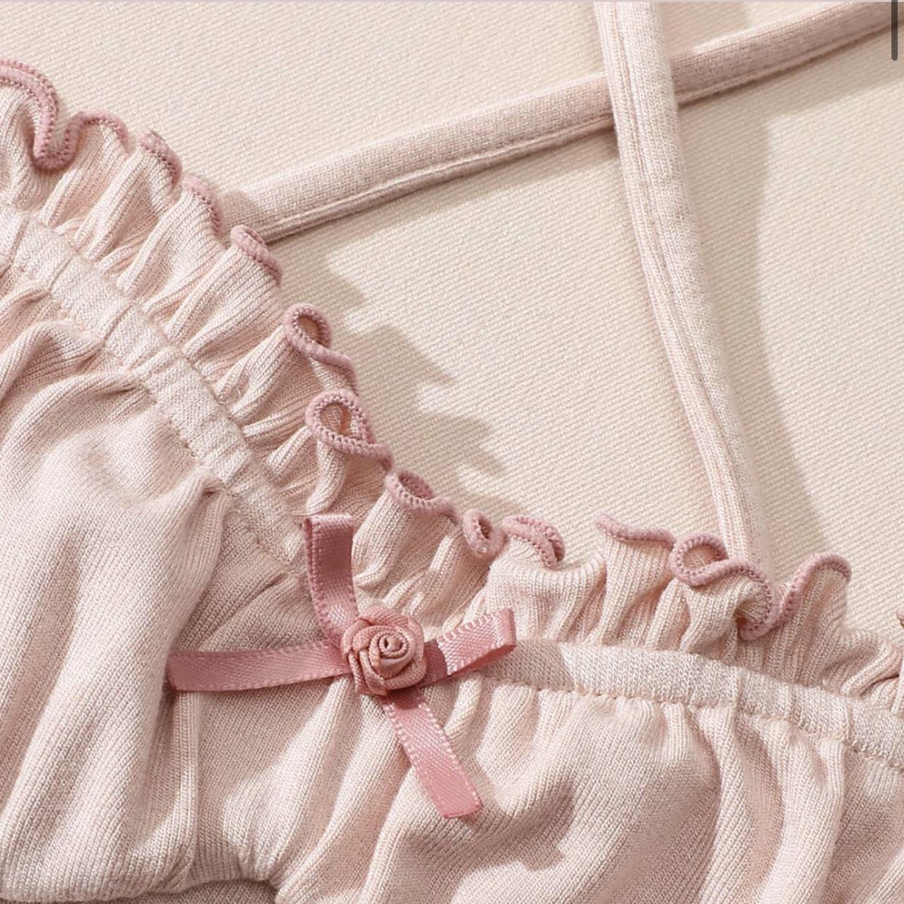 Super cute coquette cami with frilly trim and rose... - Depop