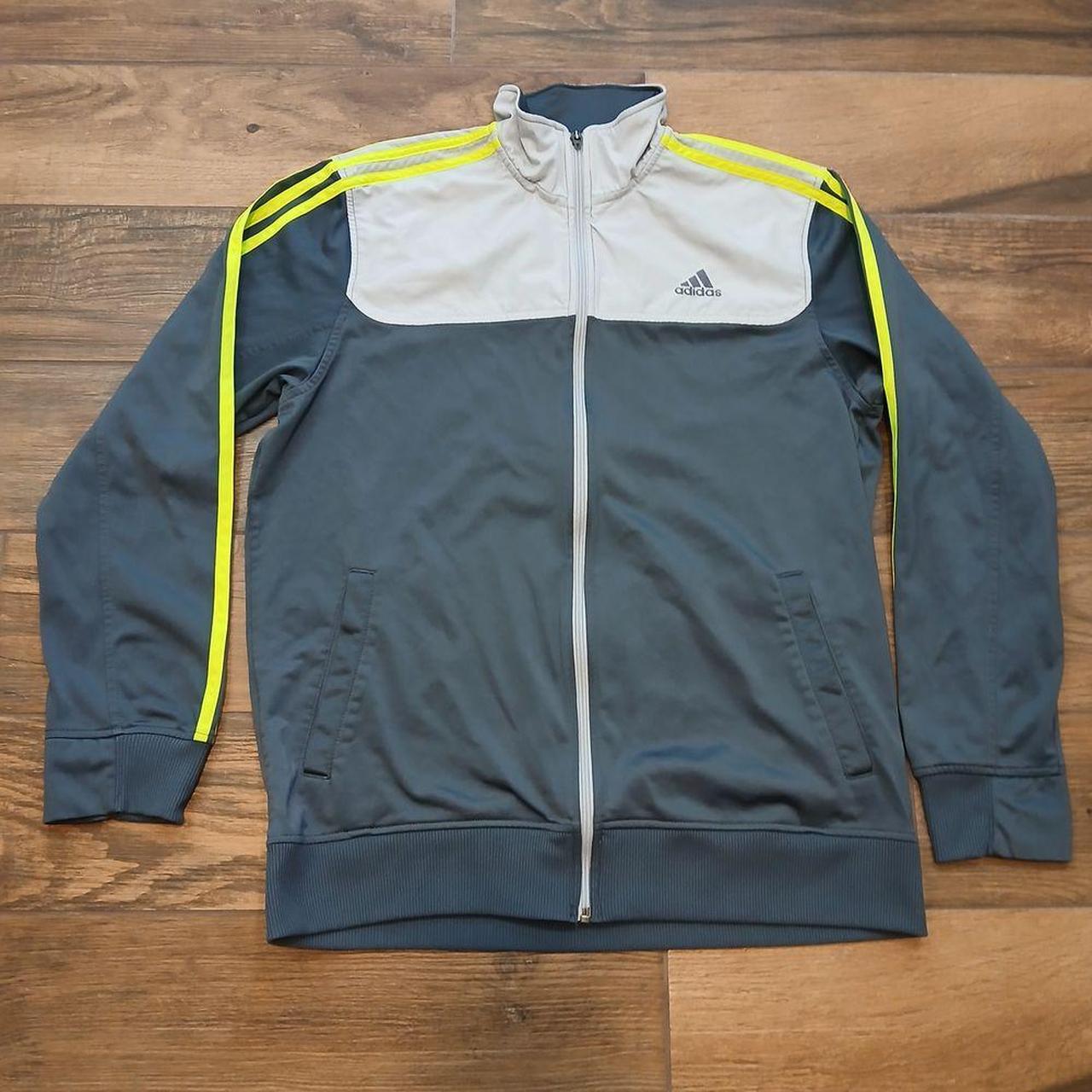 Adidas Track Jacket Mens Large Grey Full Zip 3... - Depop
