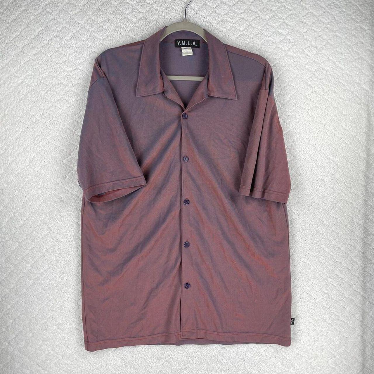 Vintage 80s YMLA Mens Disco Shirt Short Sleeve Size... - Depop