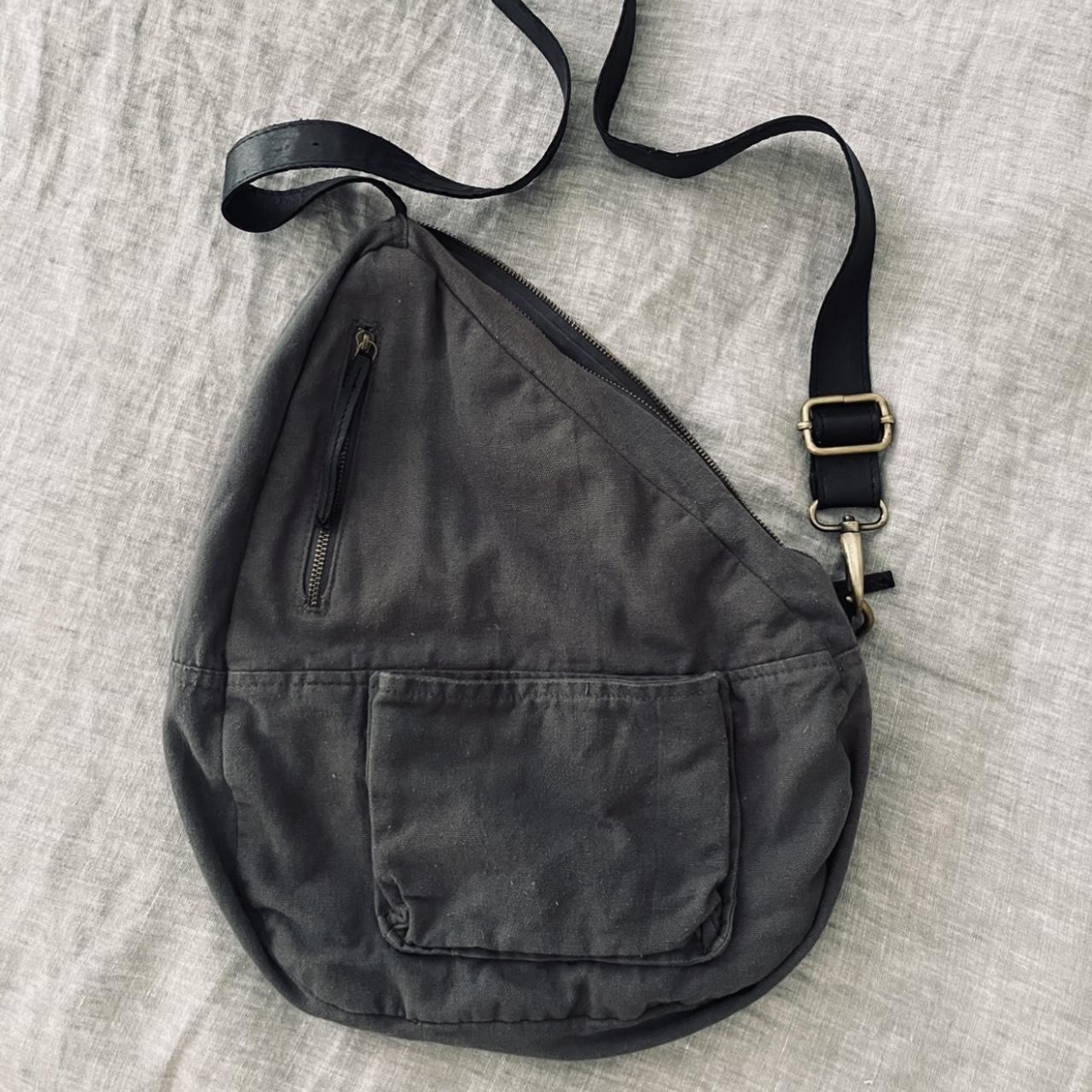 Free People Garbo Canvas Sling Bag - Dark Gray... | Depop