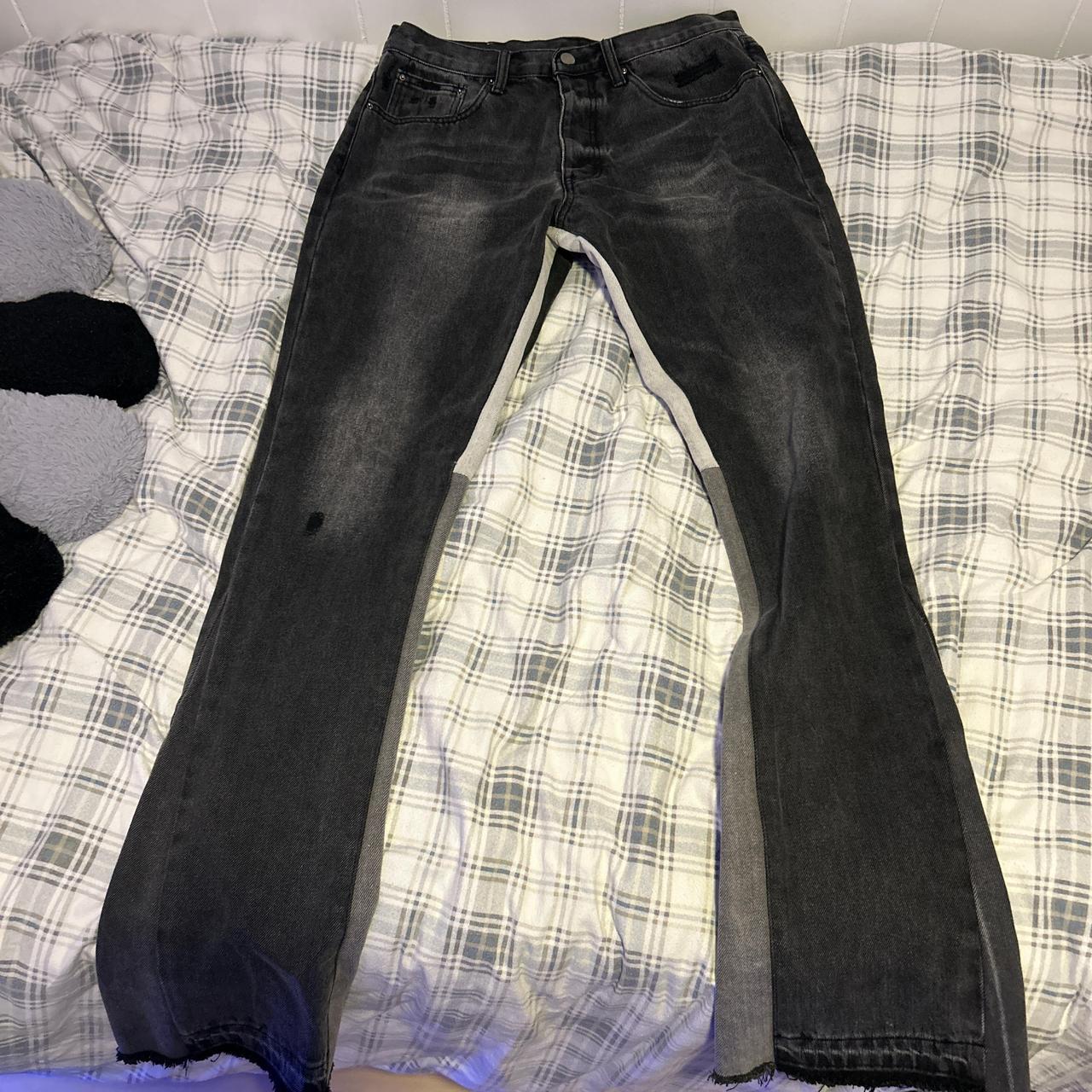 mnml gallery dept style flare/stack jeans worn... - Depop