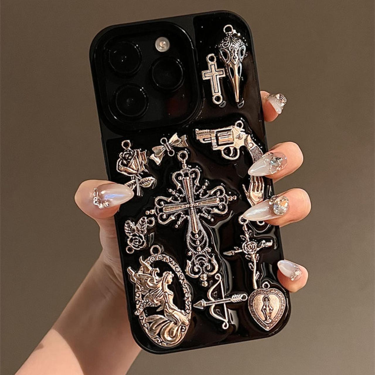 Chrome Hearts Style Iphone case cross For Iphone 15... - Depop