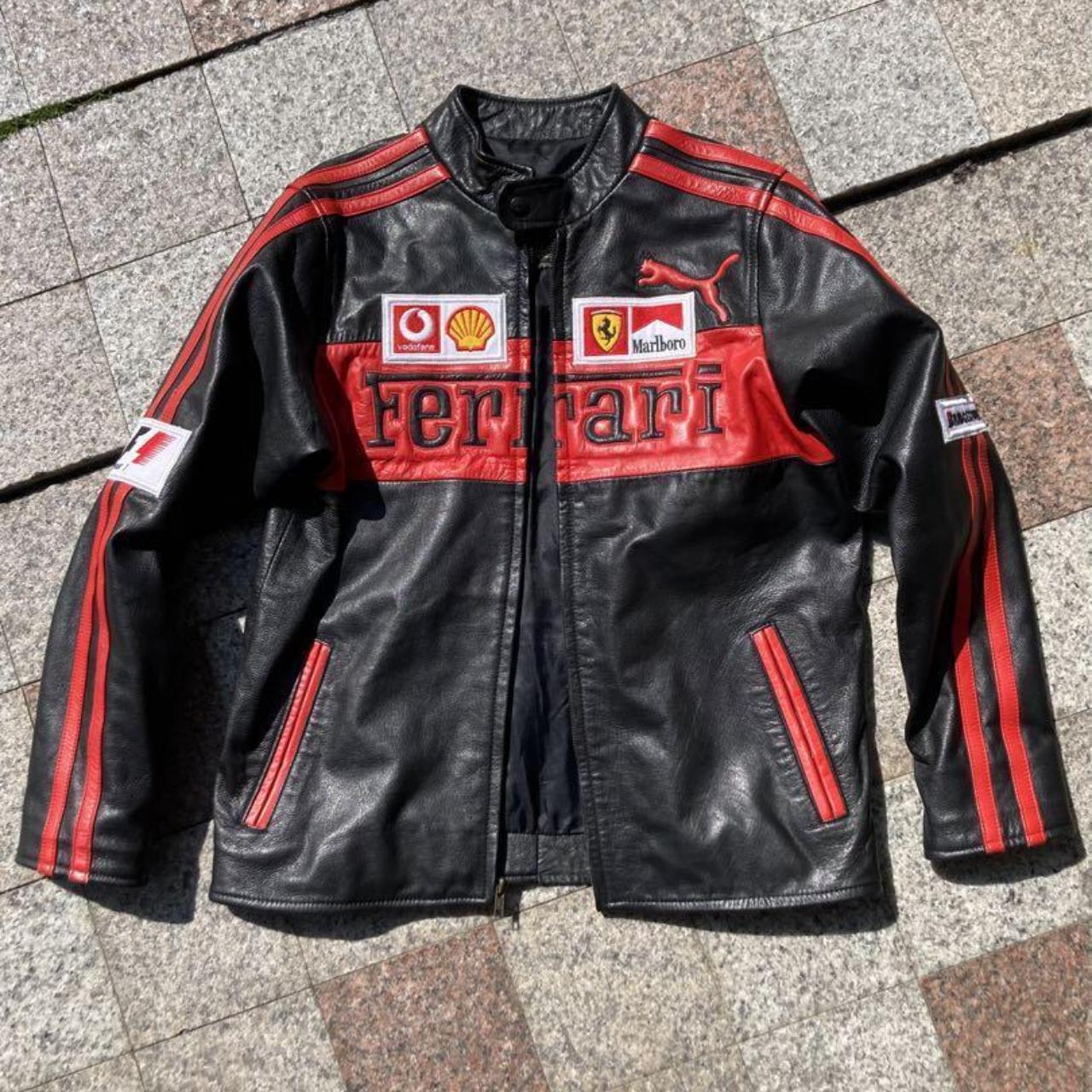 Vintage Ferrari F1 Racing Leather Jacket Riders Men... - Depop
