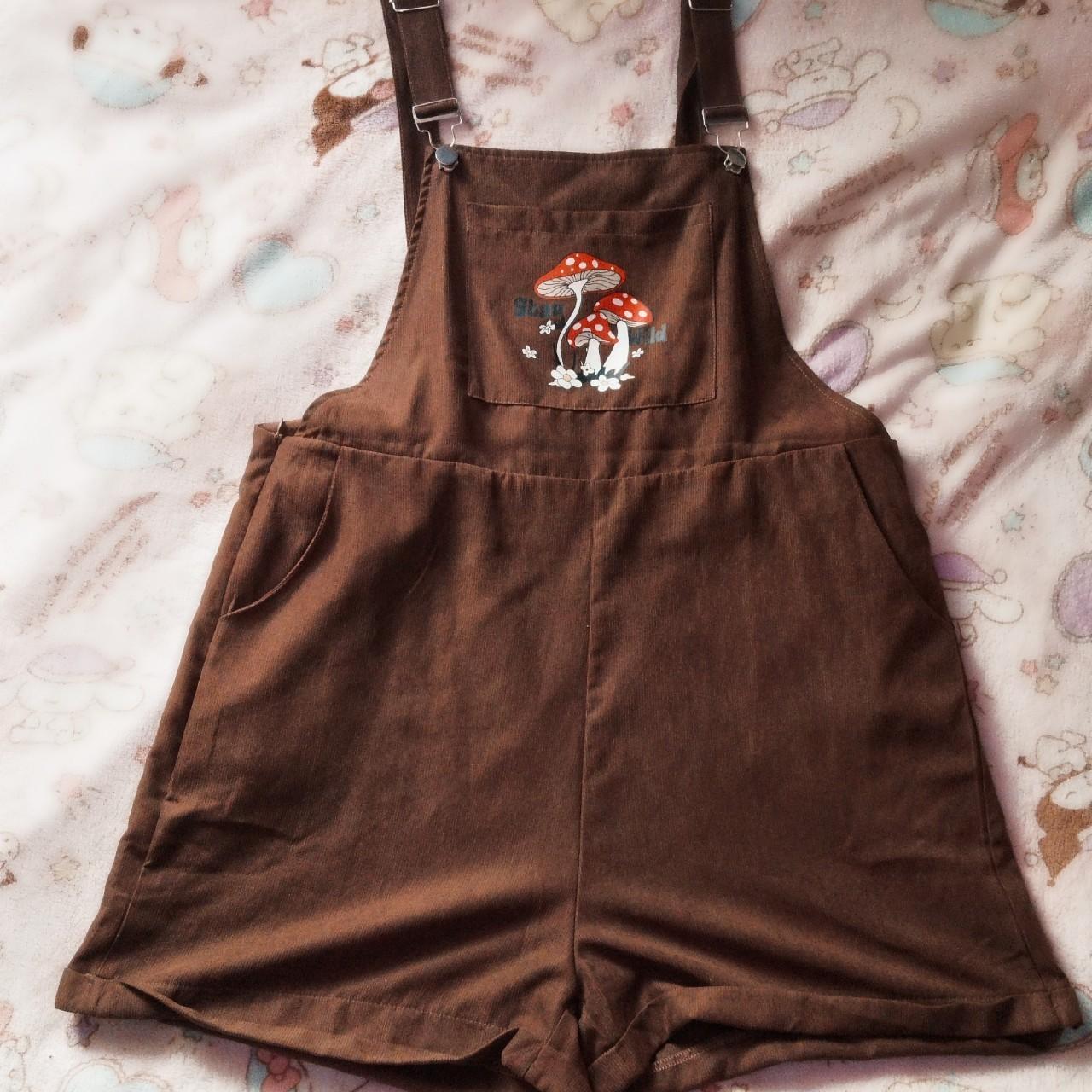 Cottage core embroidery overalls romper fairycore - Depop