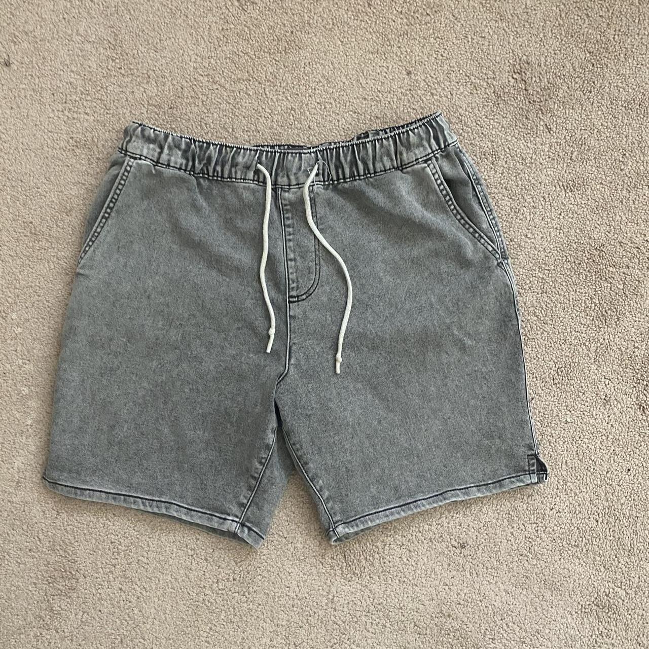 Gray denim shorts Comfortable Size medium but also... - Depop