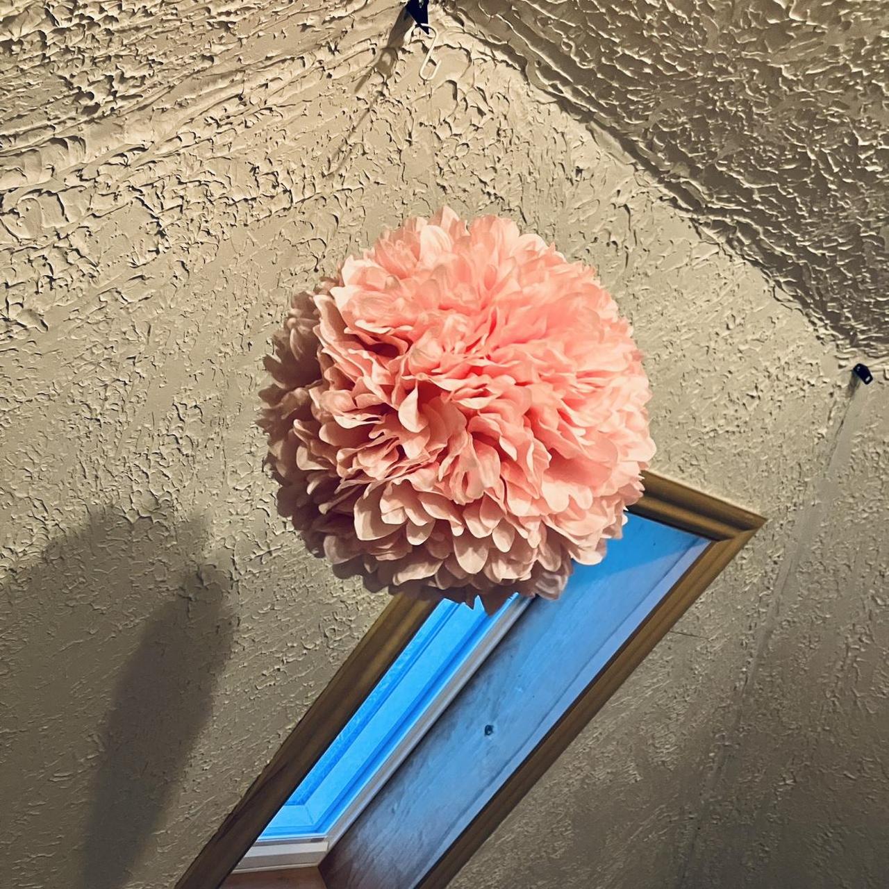 Pink Pom Pom puff ball, hangs on ceiling, party... | Depop