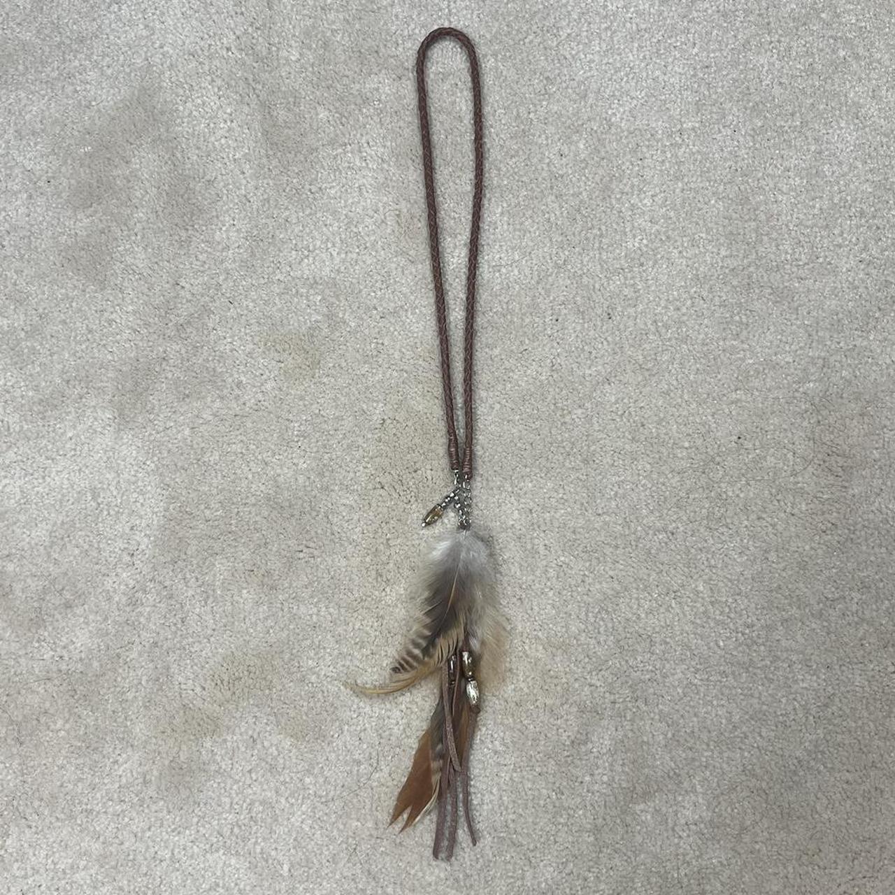 GOA feather and bead necklace •10/10 condition... - Depop