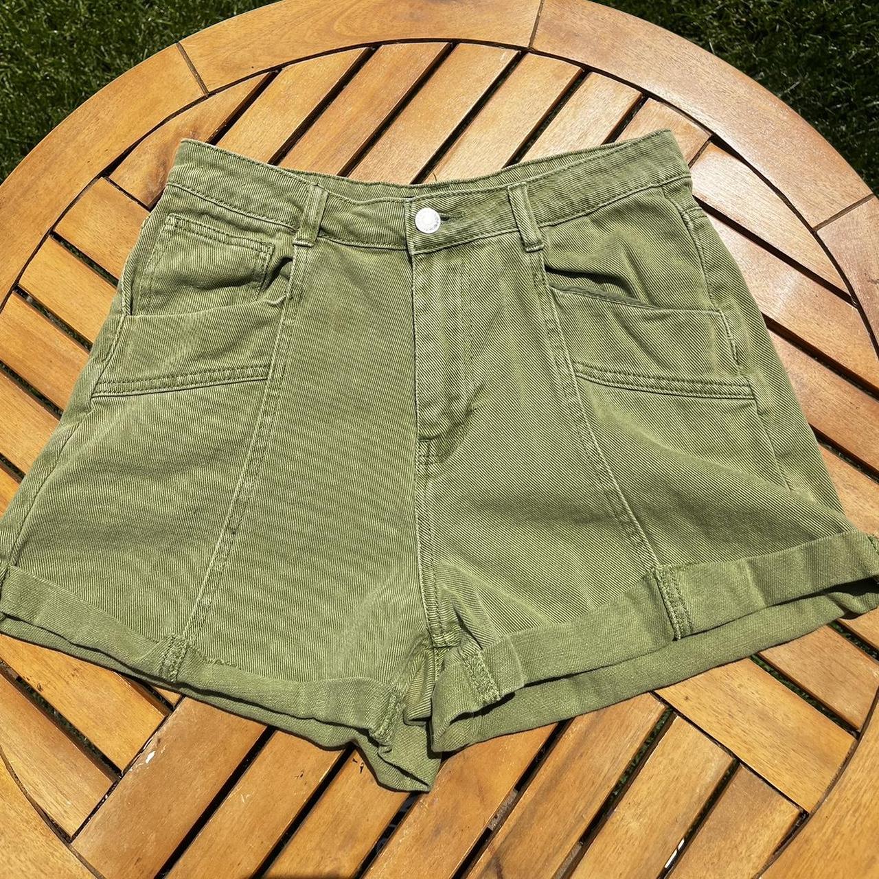 Forever 21 high waisted green denim shorts Size M - Depop