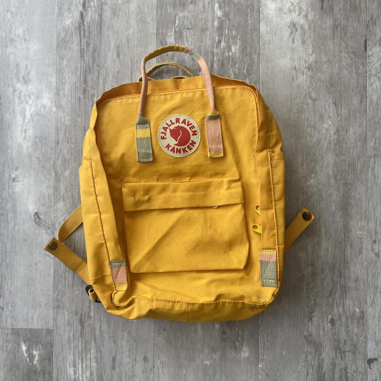 Classic Fjallraven Kanken Mustard Yellow Multicolor... - Depop
