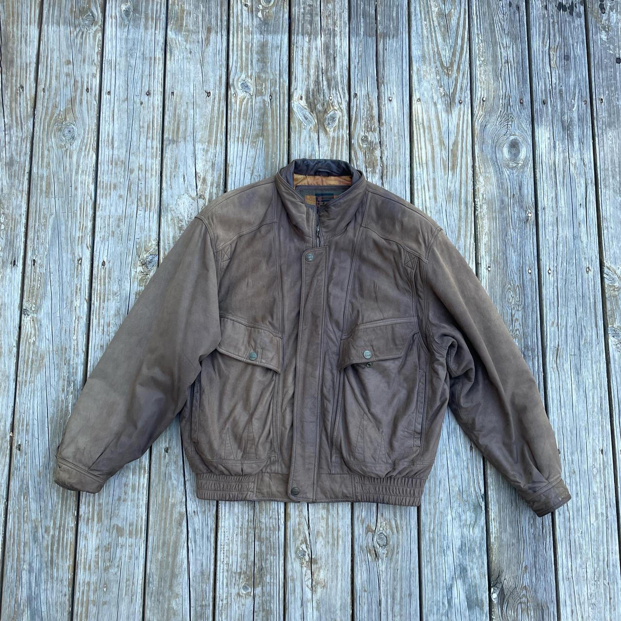 Vintage Structure Leather Bomber Jacket Men's... - Depop