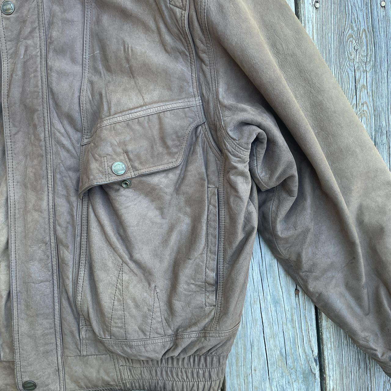 Vintage Structure Leather Bomber Jacket Men's... - Depop