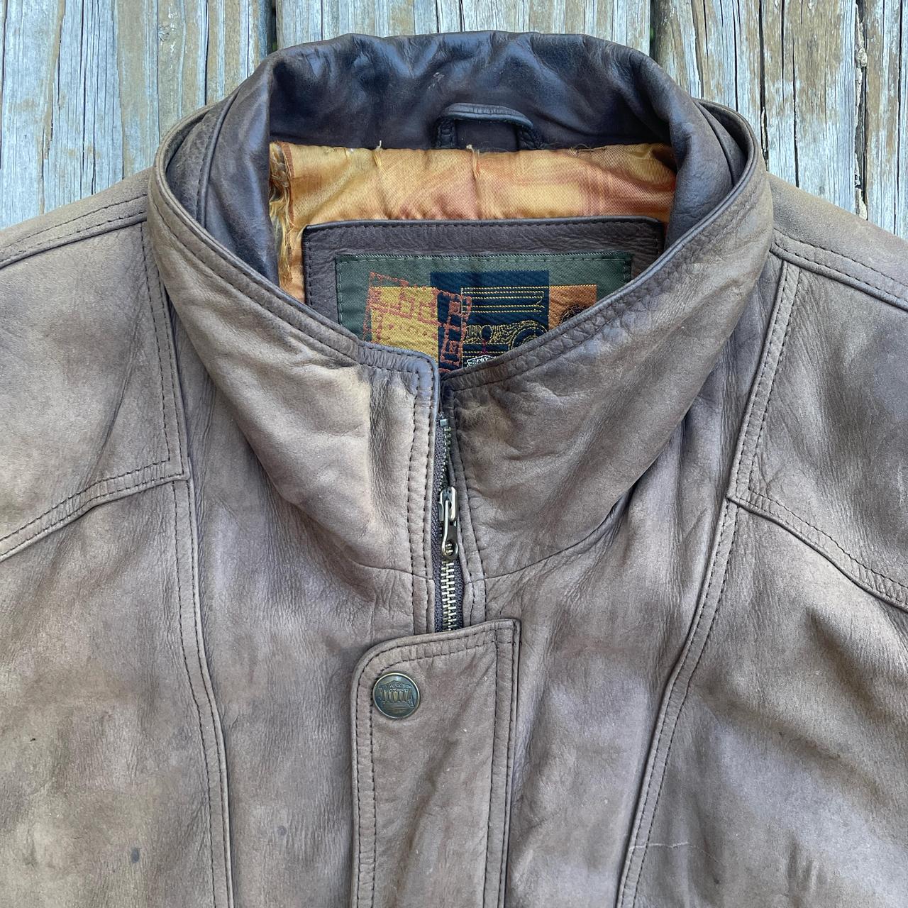 Vintage Structure Leather Bomber Jacket Men's... - Depop