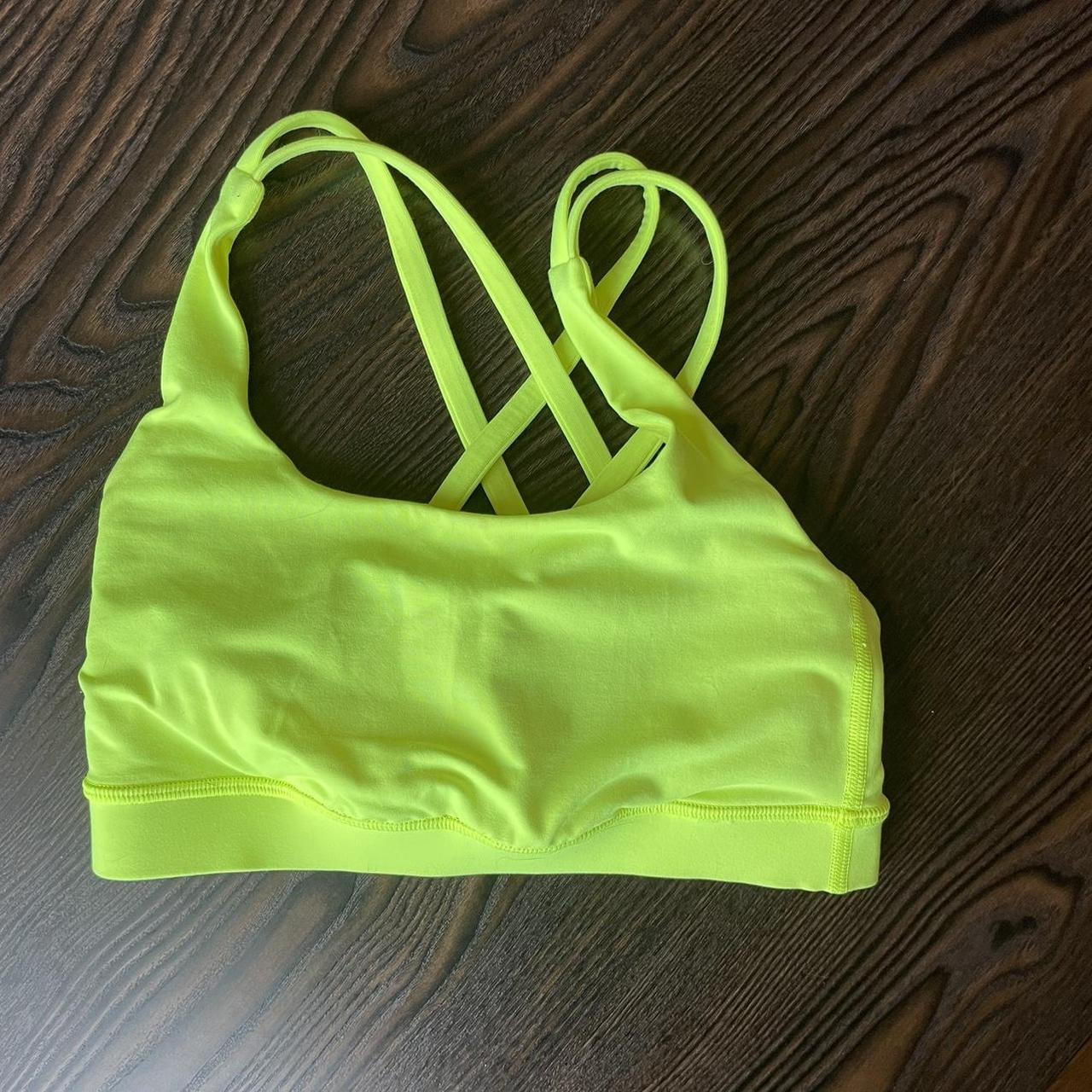 LULULEMON Neon Yellow Sports Bra Size 2... - Depop