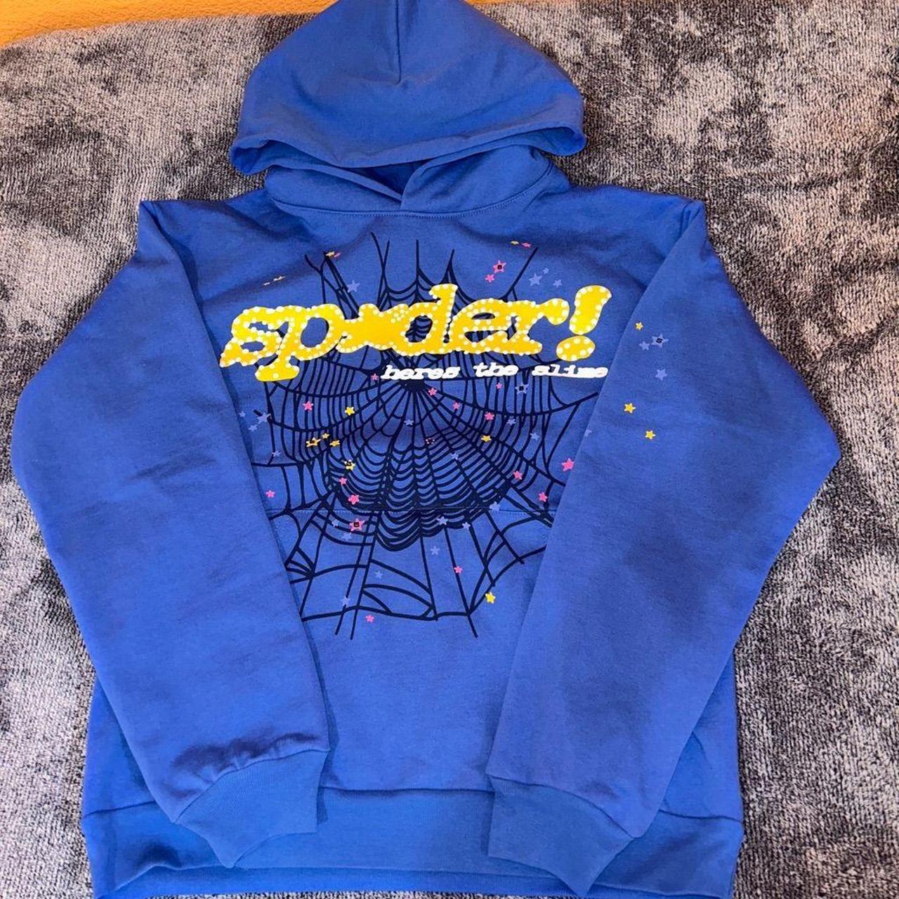 New Blue Tc Sp5der Hoodie Depop