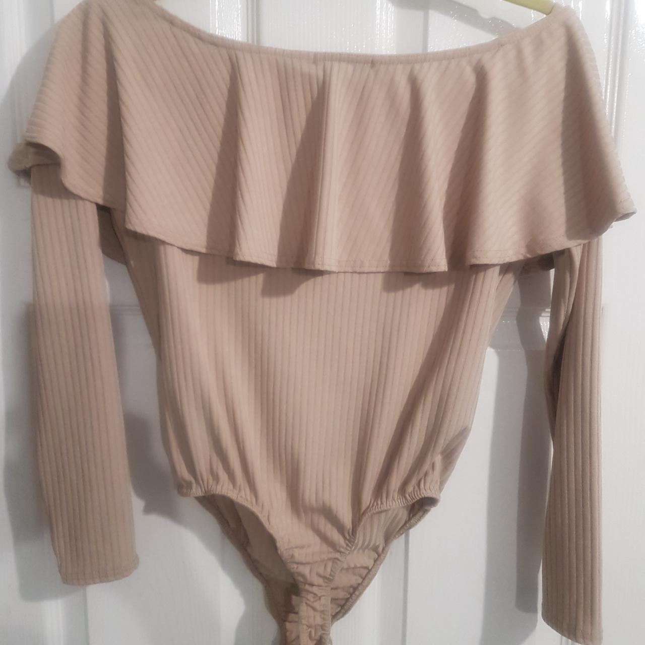 Missguided bodysuit, size 12, Beige , barely used,... - Depop