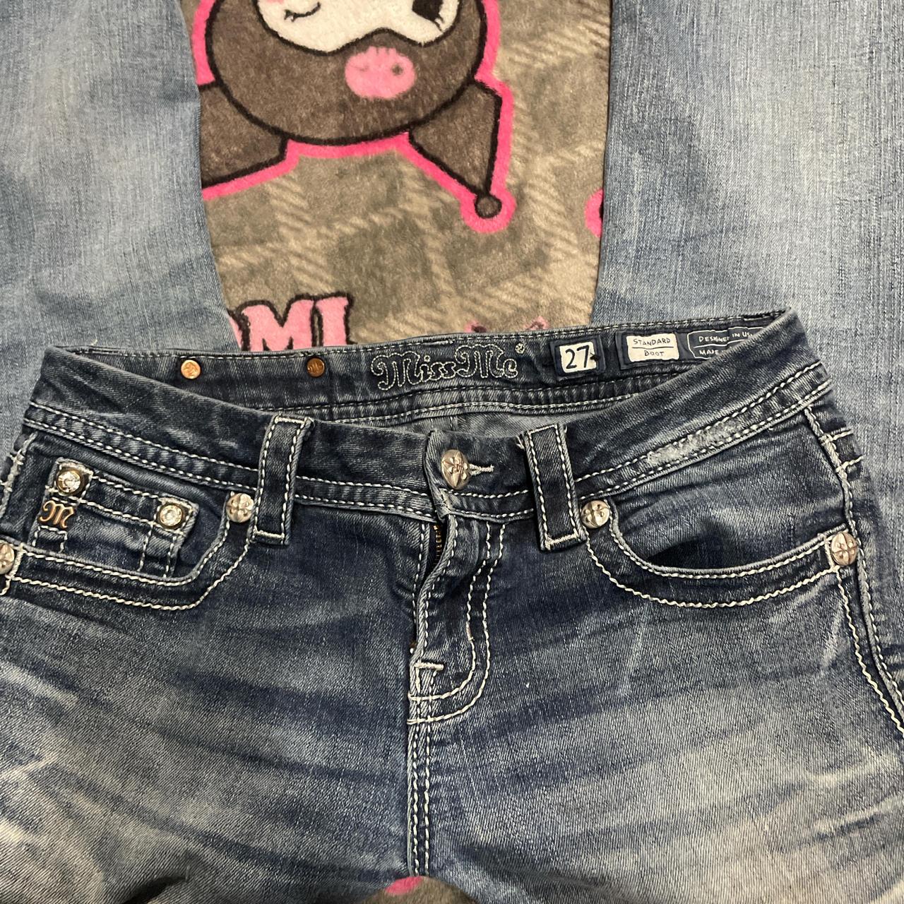 Low rise Miss Me jeans with a cute flare. there is a... - Depop