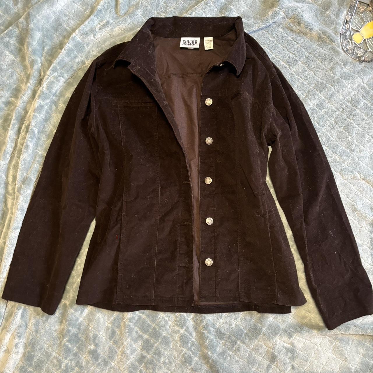 vintage dark brown button up jacket from chicos... - Depop