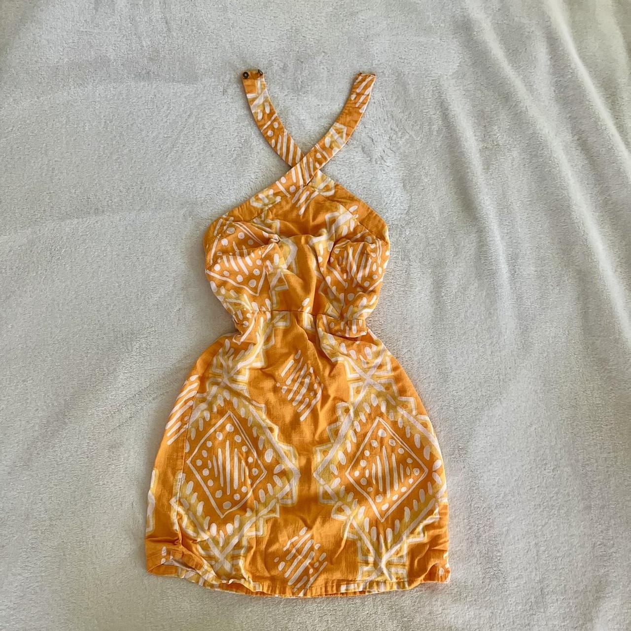 Orange & White Halter Mini Sundress - XS This... - Depop