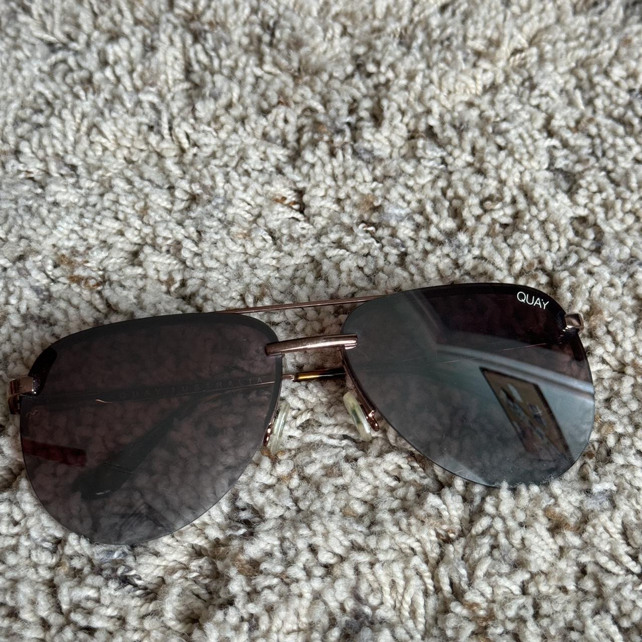 quay aviator sunglasses with case scratches on... - Depop