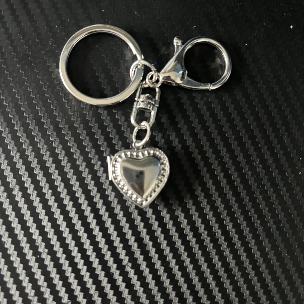 Silver style heart locket keychain Opens #keychain... | Depop