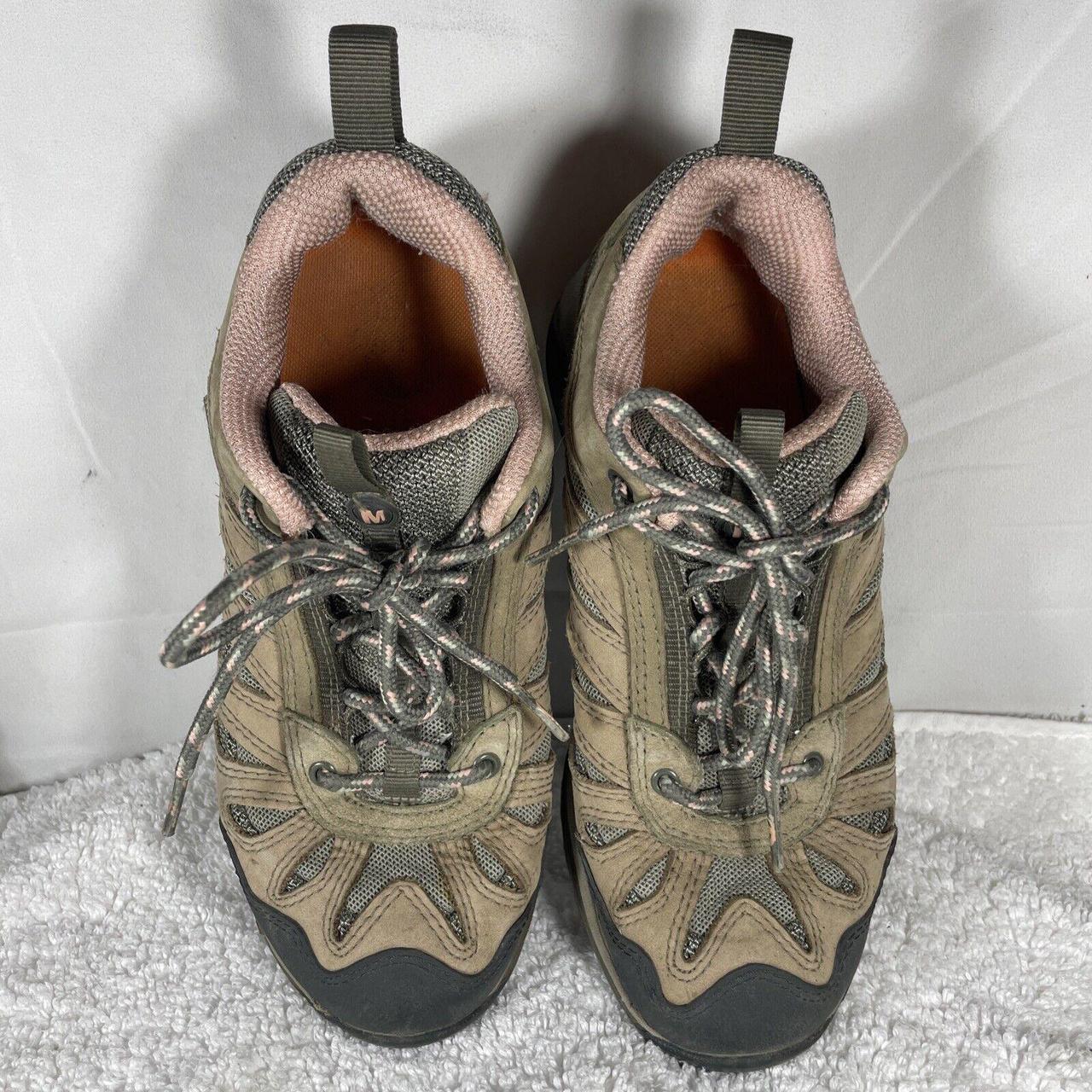 Merrill Pink And Tan Trail Running Shoes Womens Size... - Depop