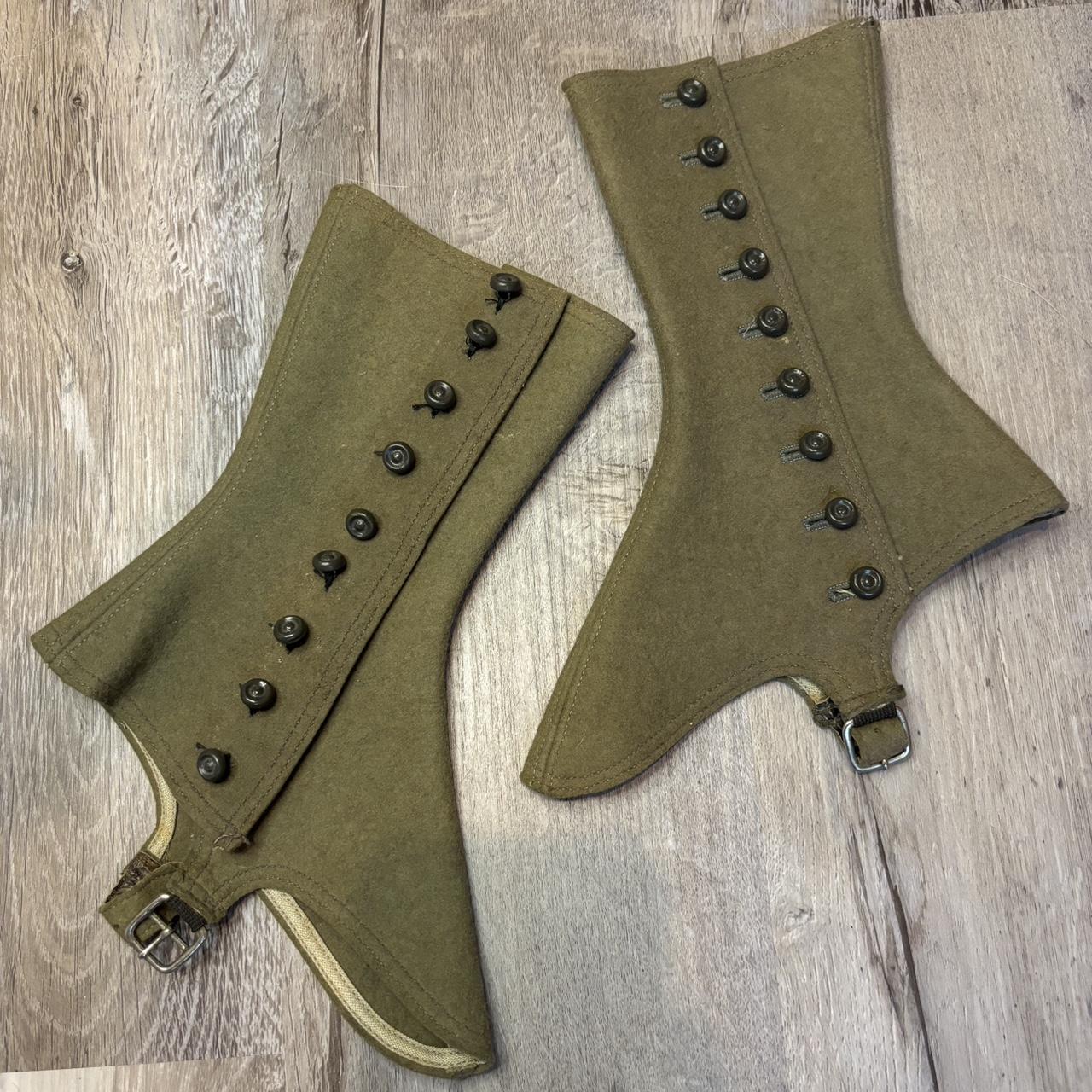 Antique Button-up Wool Spats with metal buckles.... | Depop