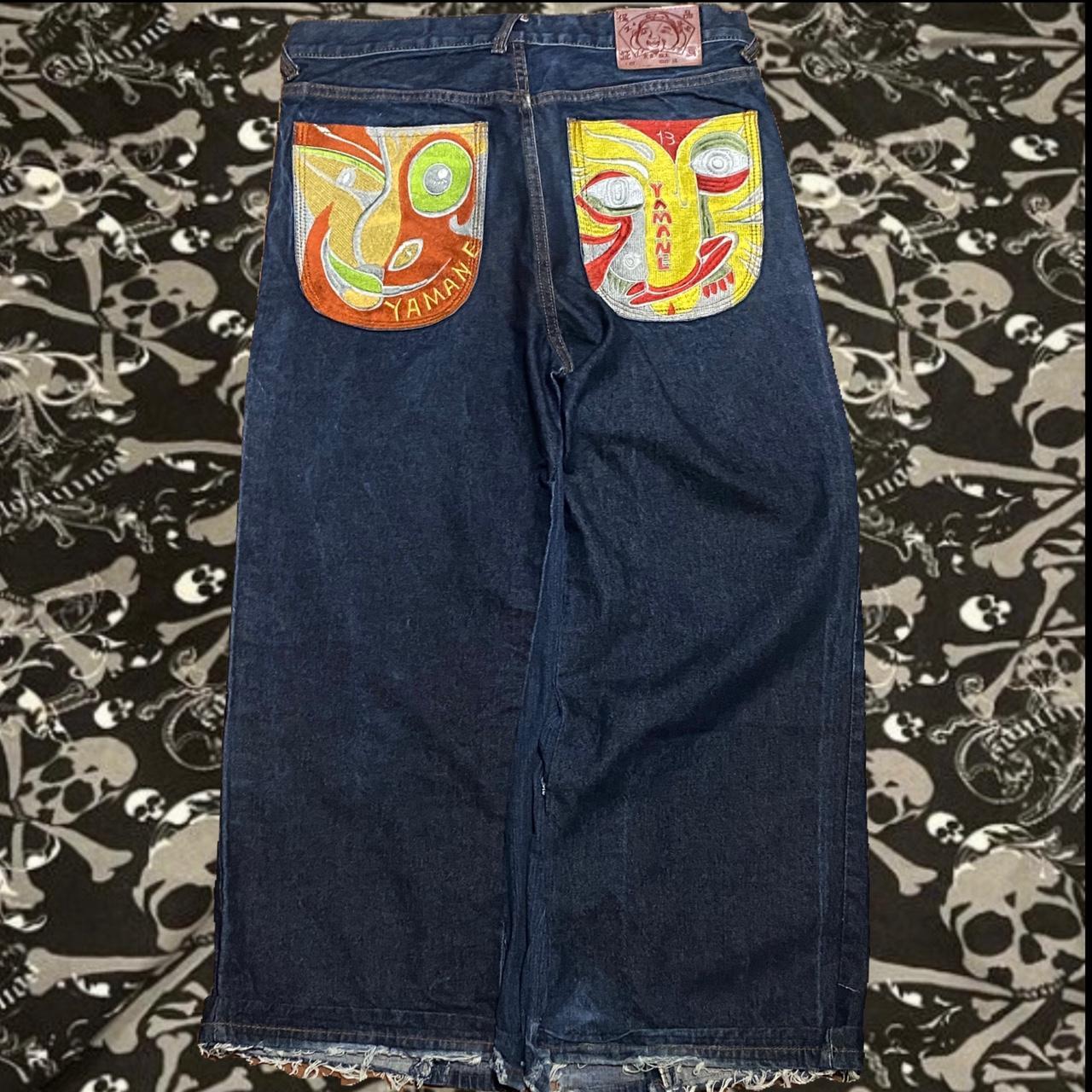 baggy yamane embroidered evisu jeans size 36 lotta... - Depop