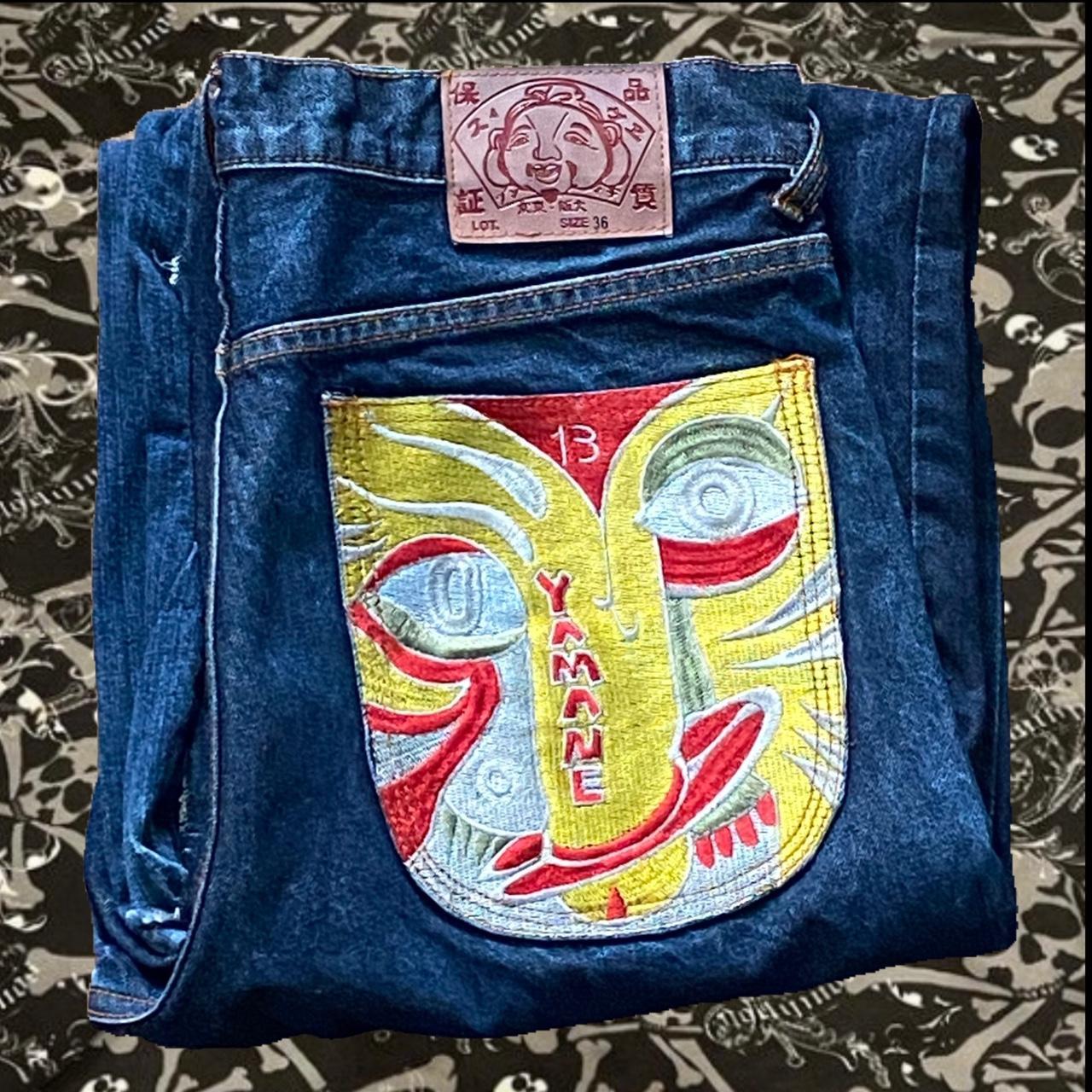 baggy yamane embroidered evisu jeans size 36 lotta... - Depop