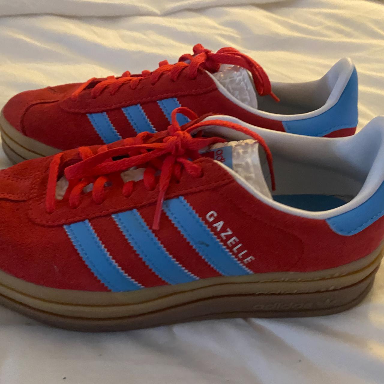 ADDIDAS GAZELLES PLATFORM SOLE SIZE 39 EU RED &... - Depop
