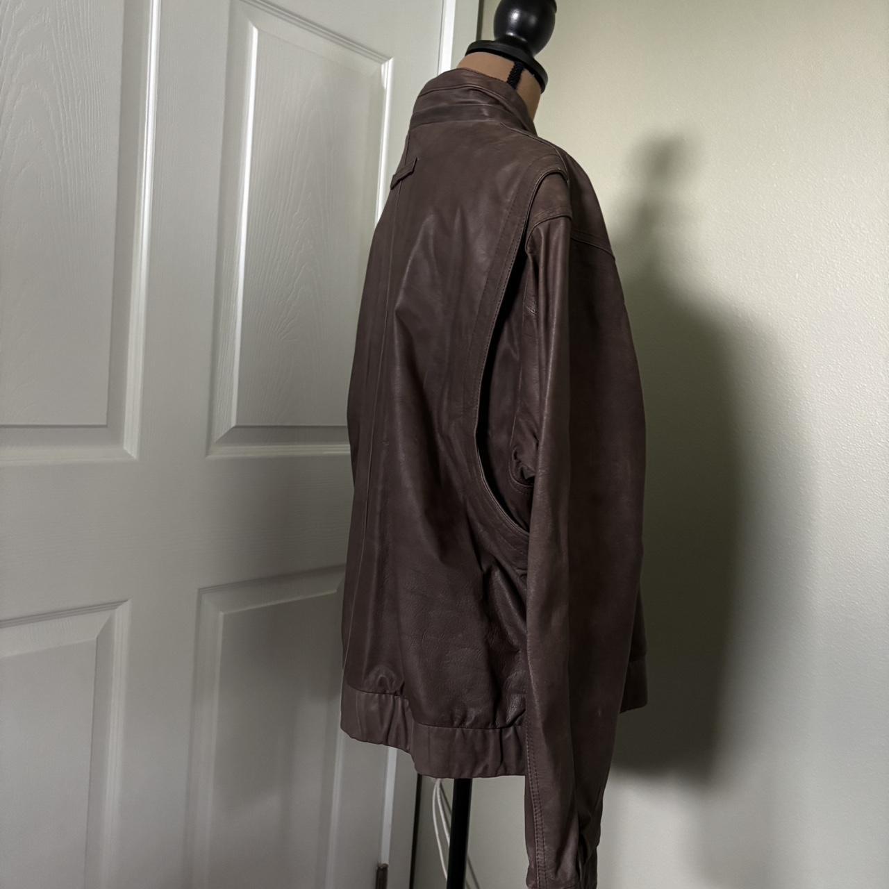 London Fog brown genuine leather full zip jacket... - Depop