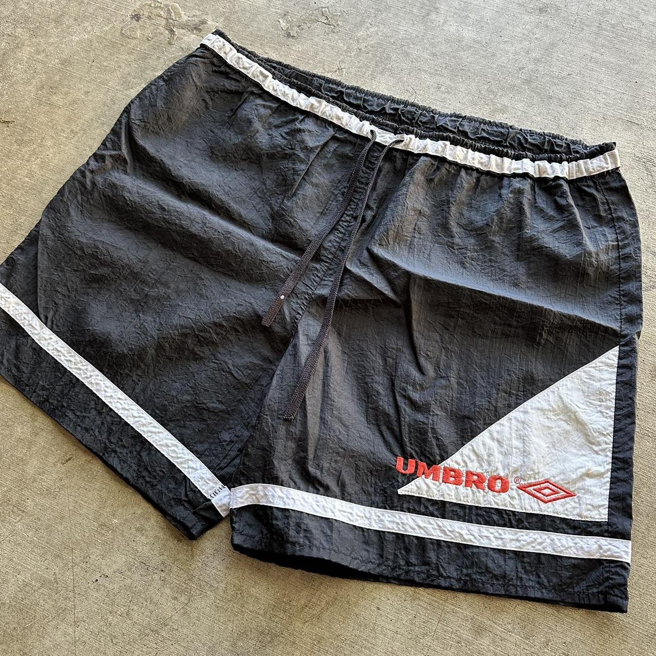 Vintage 90’s Umbro Nylon Soccer Shorts Size L Waist... - Depop
