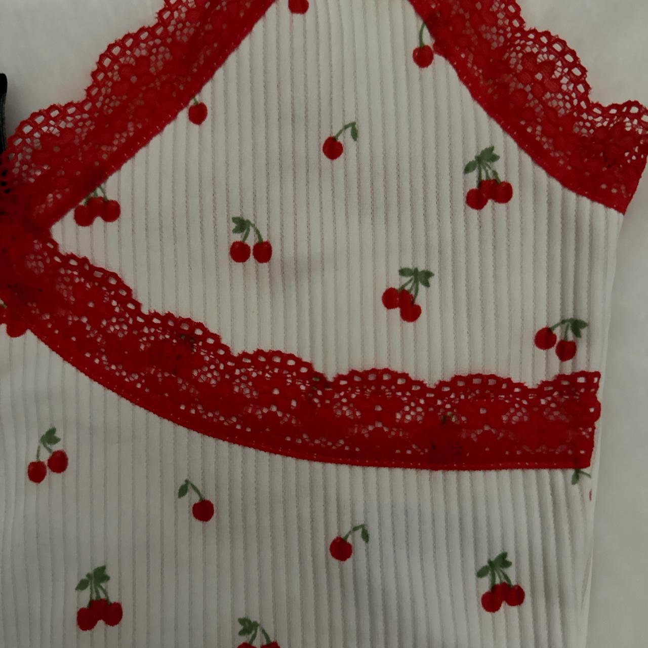 cherry laced crop top - Depop