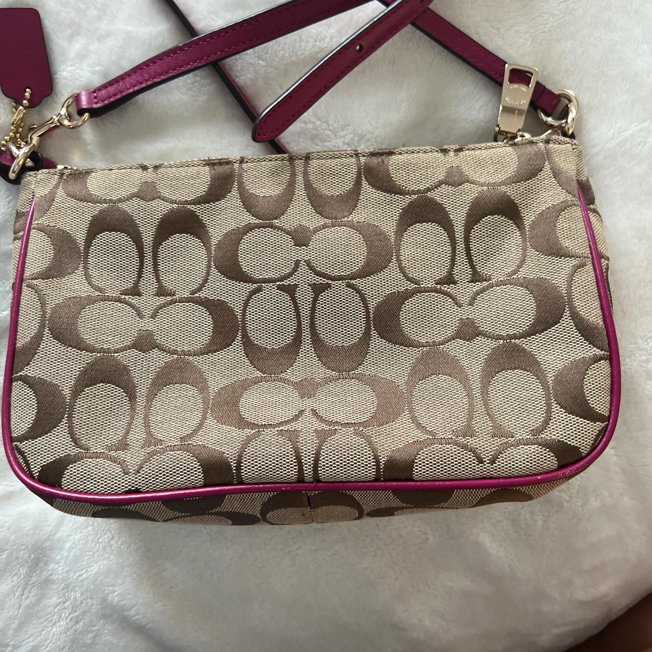 Coach Mini Purse with pink accents and Adjustable... - Depop