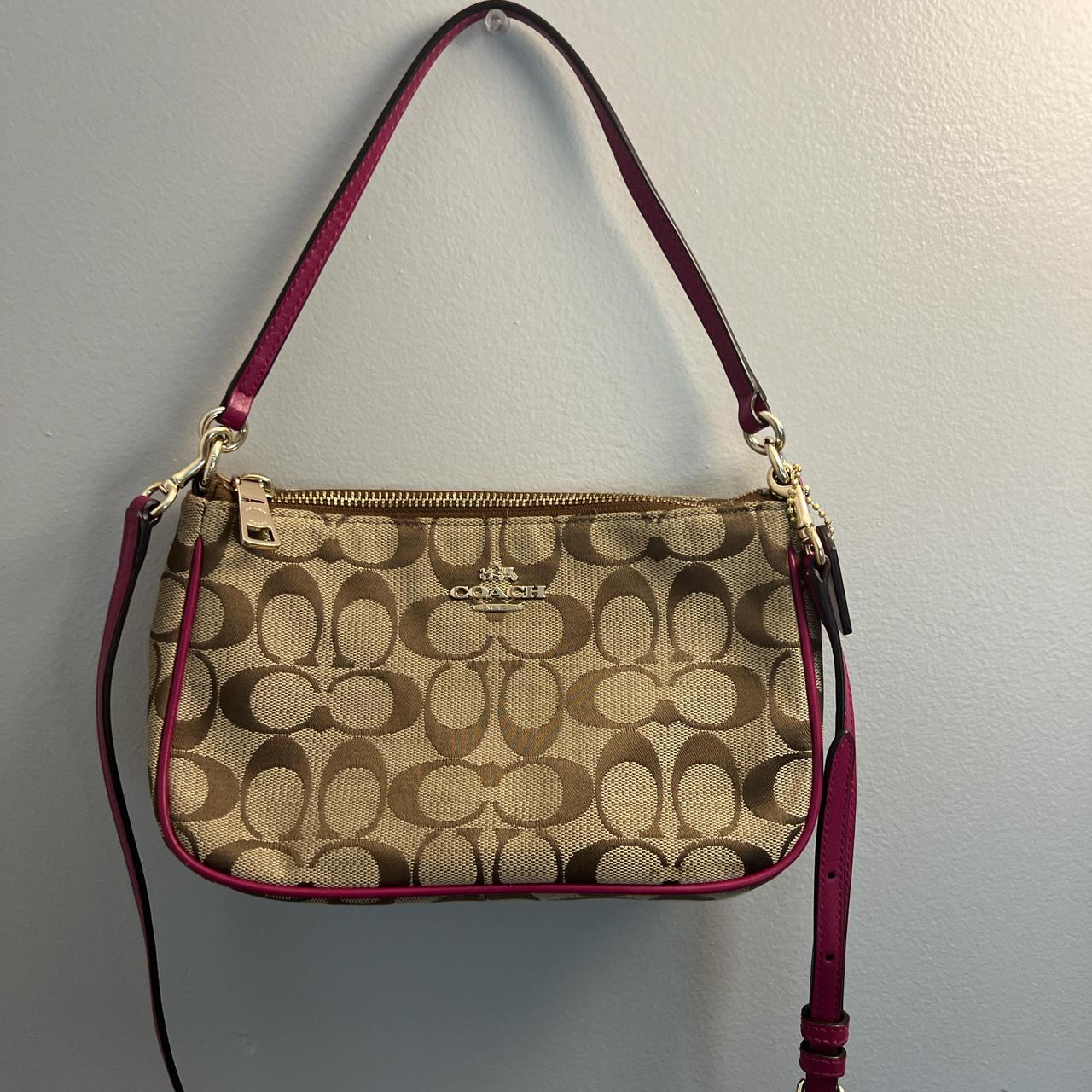 Coach Mini Purse with pink accents and Adjustable... - Depop