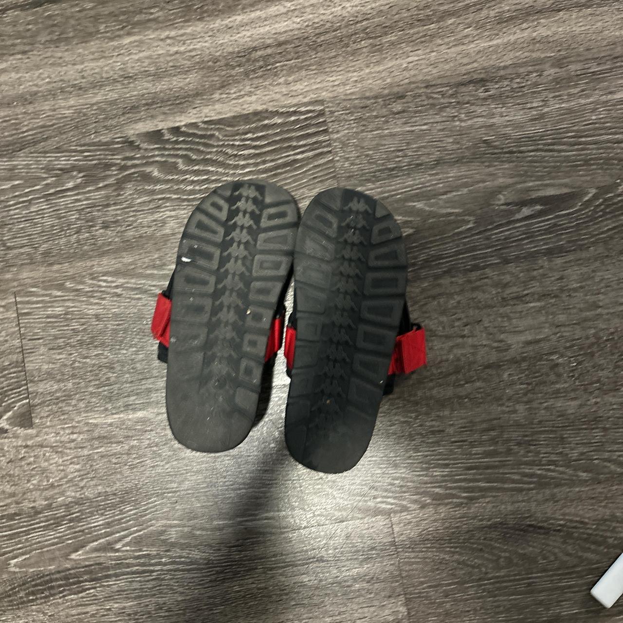 red black and white kappa slides WORN FEW... - Depop