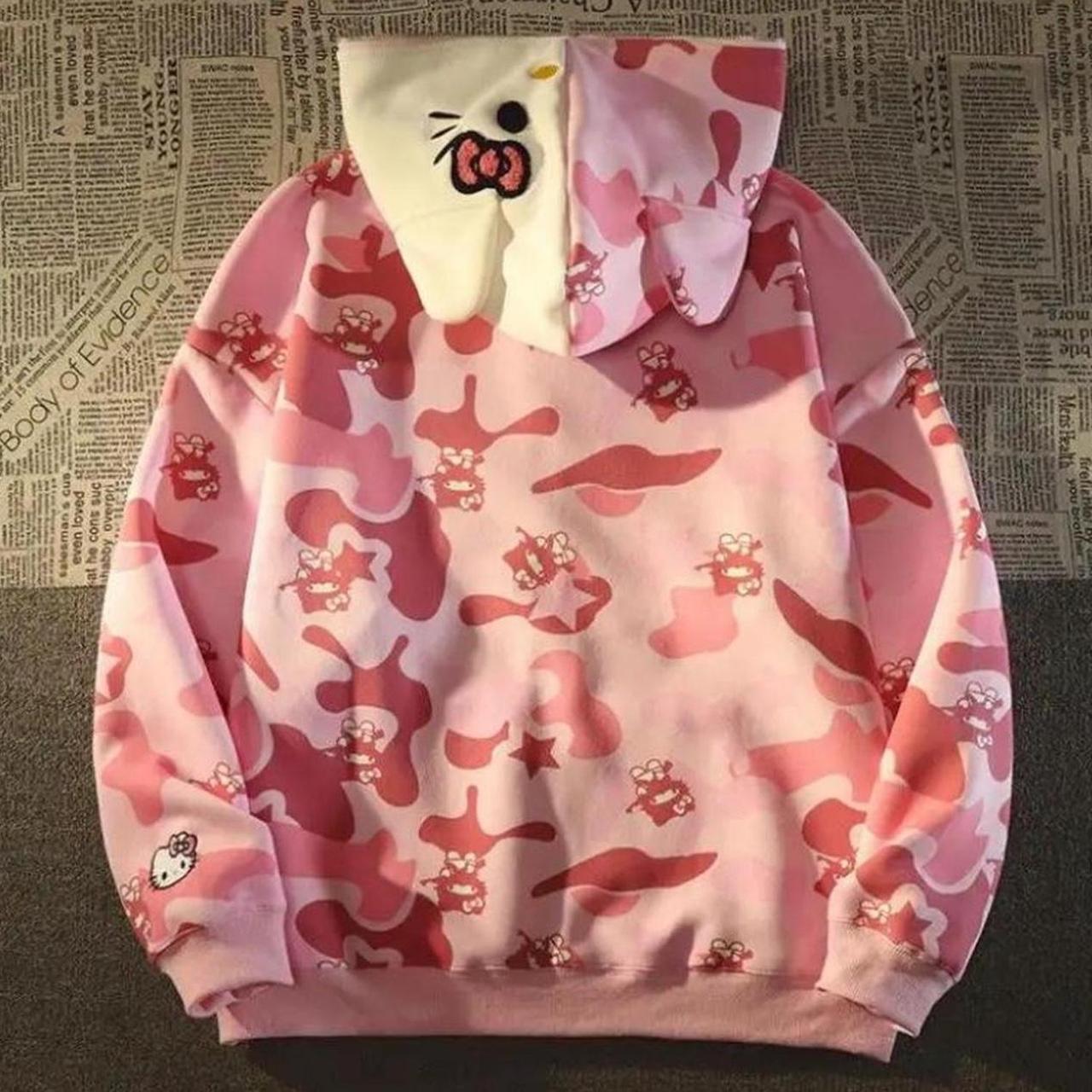 Pink Camo Hello Kitty Y2k Hooded Jacket I accept... - Depop
