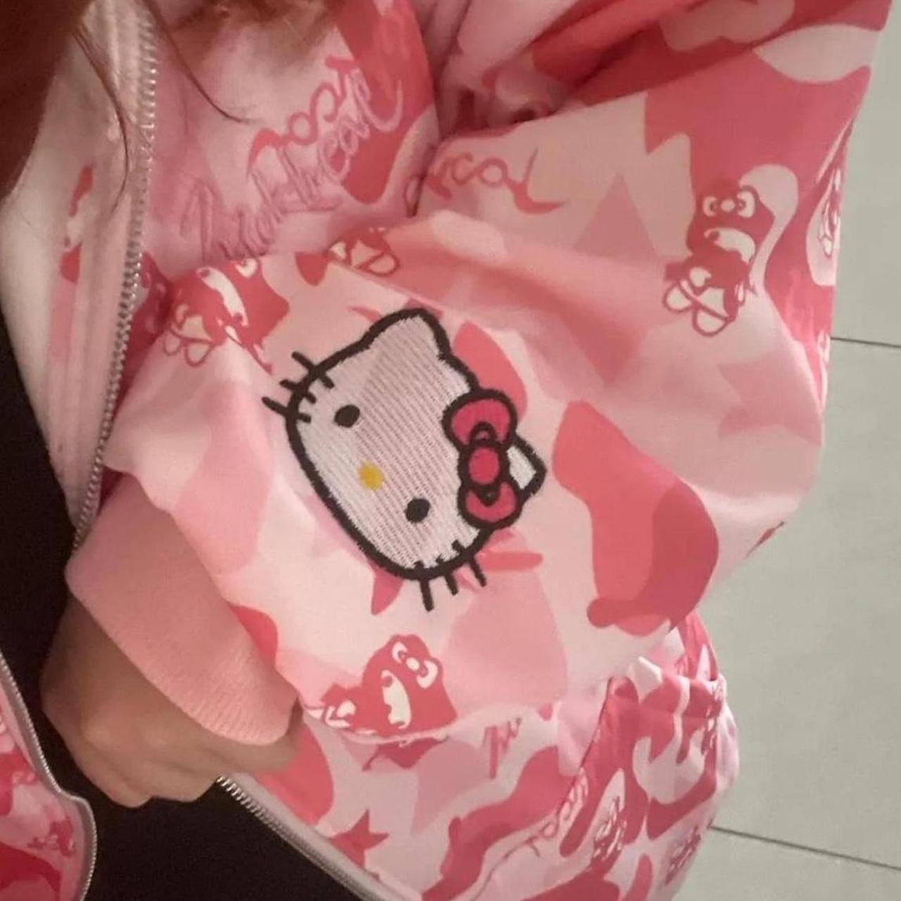 Pink Camo Hello Kitty Y2k Hooded Jacket I accept... - Depop