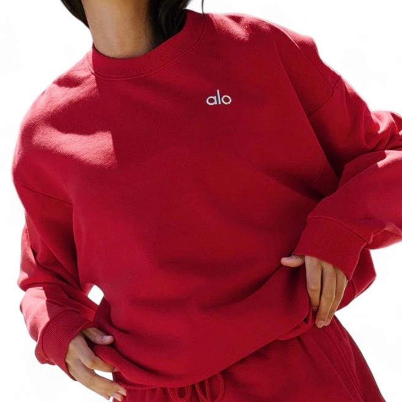 Bold Red Alo Yoga crewneck pullover | Depop