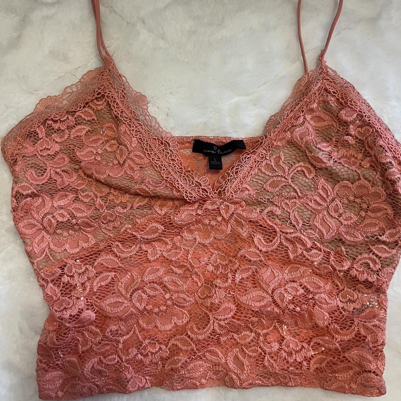 Pink lace cami size L brand love tree - Depop