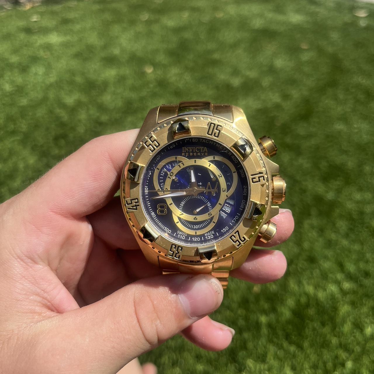 Invicta reserve watch Gold band and Blue face make... - Depop