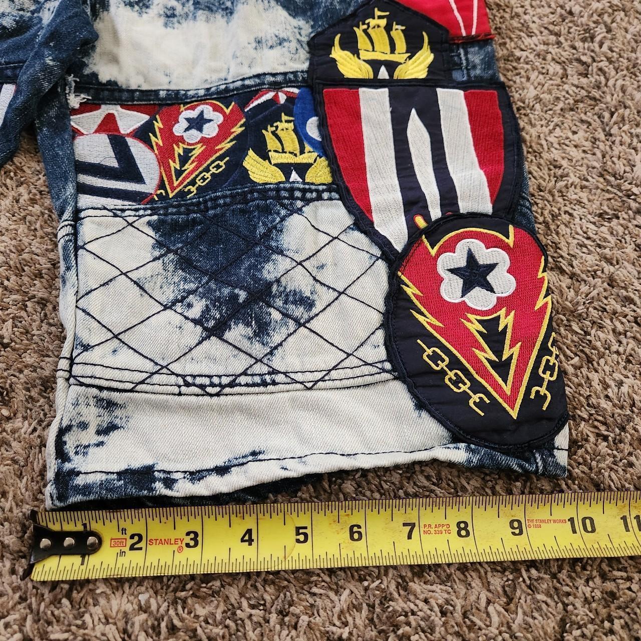 Y2K patchwork denim jorts grunge military bleached.... | Depop