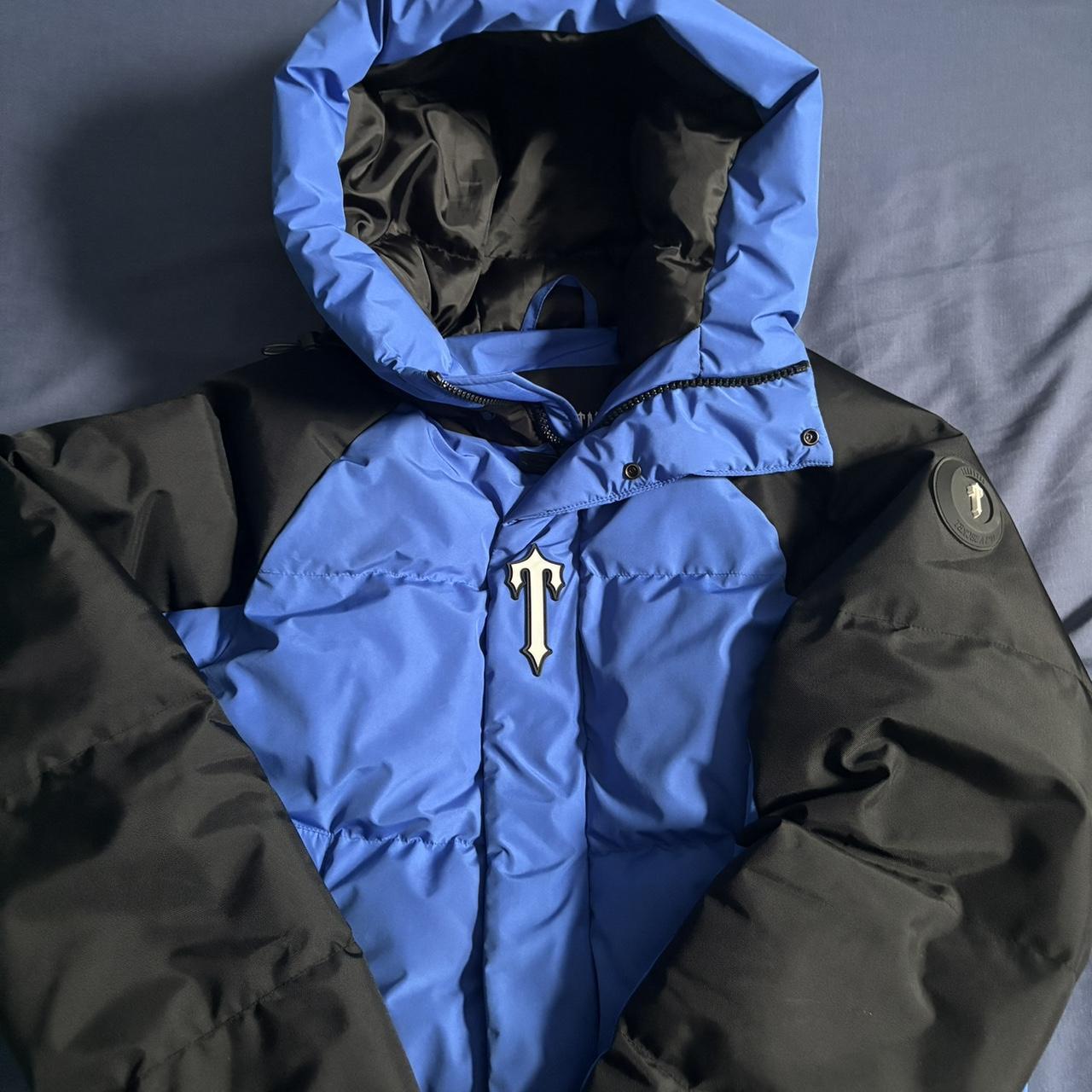 Trapstar blue and black puffer jacket. - Depop