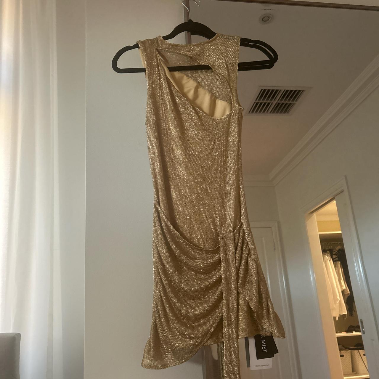 tiger mist azelma dress in gold ⭐️ super sparkly,... - Depop