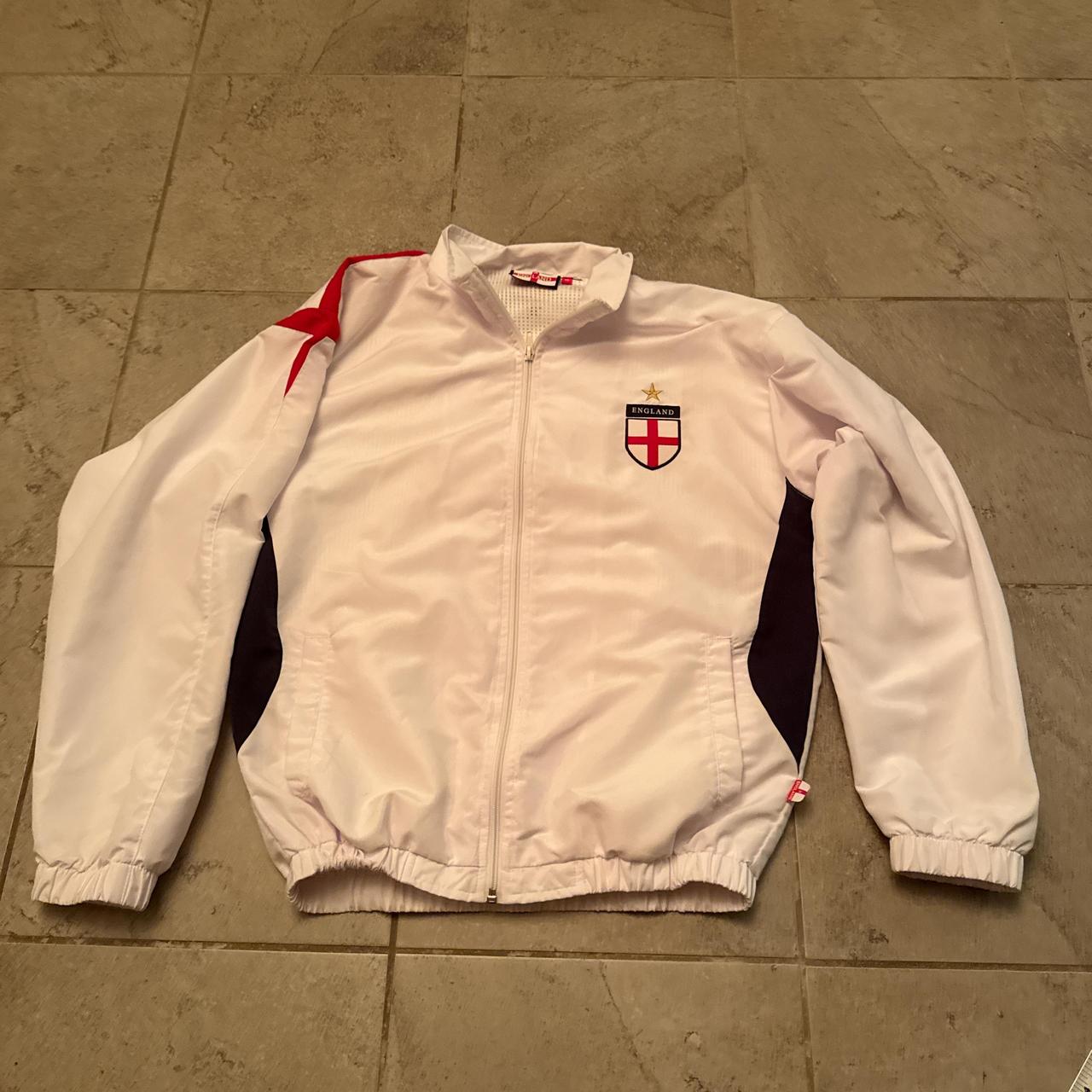 White England track jacket with red accents... | Depop