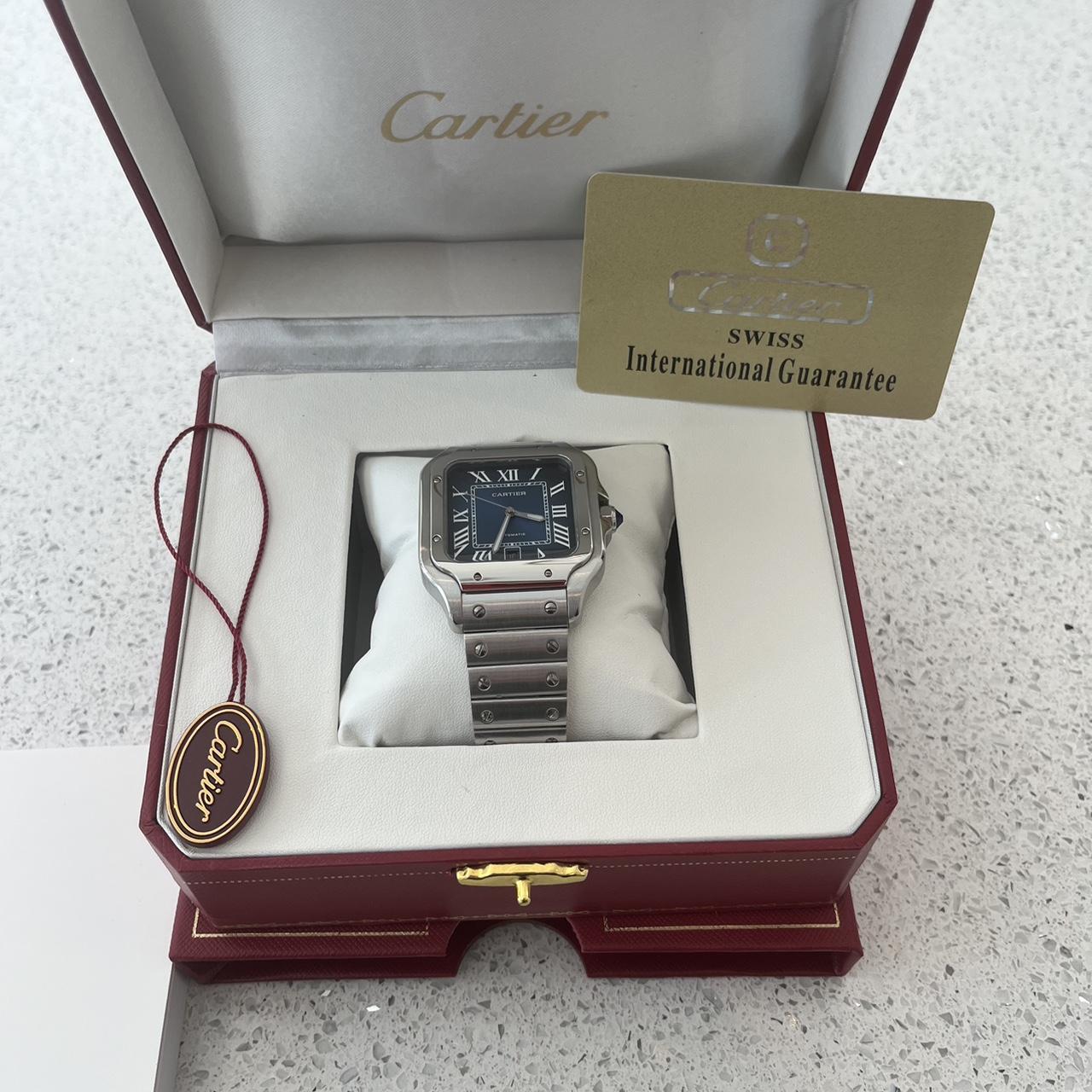 Cartier santos blue face 🔵 Brand new All papers... - Depop