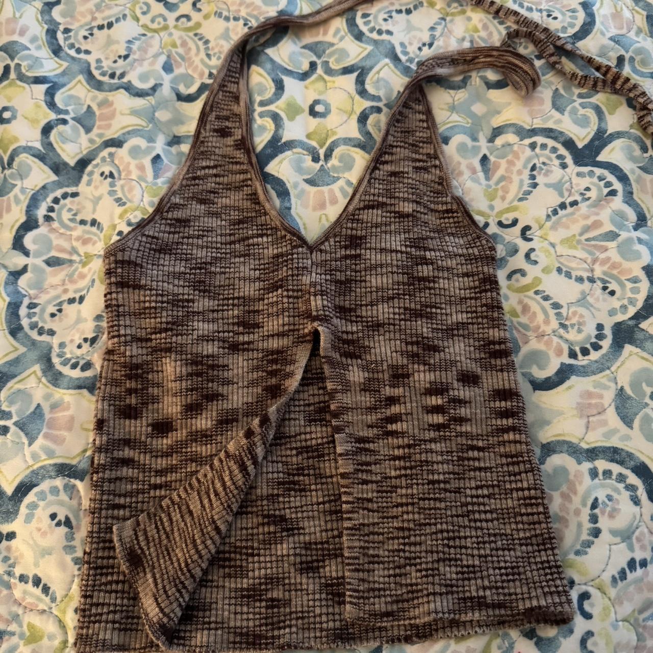 Garage Split brown halter top. Worn once - Depop