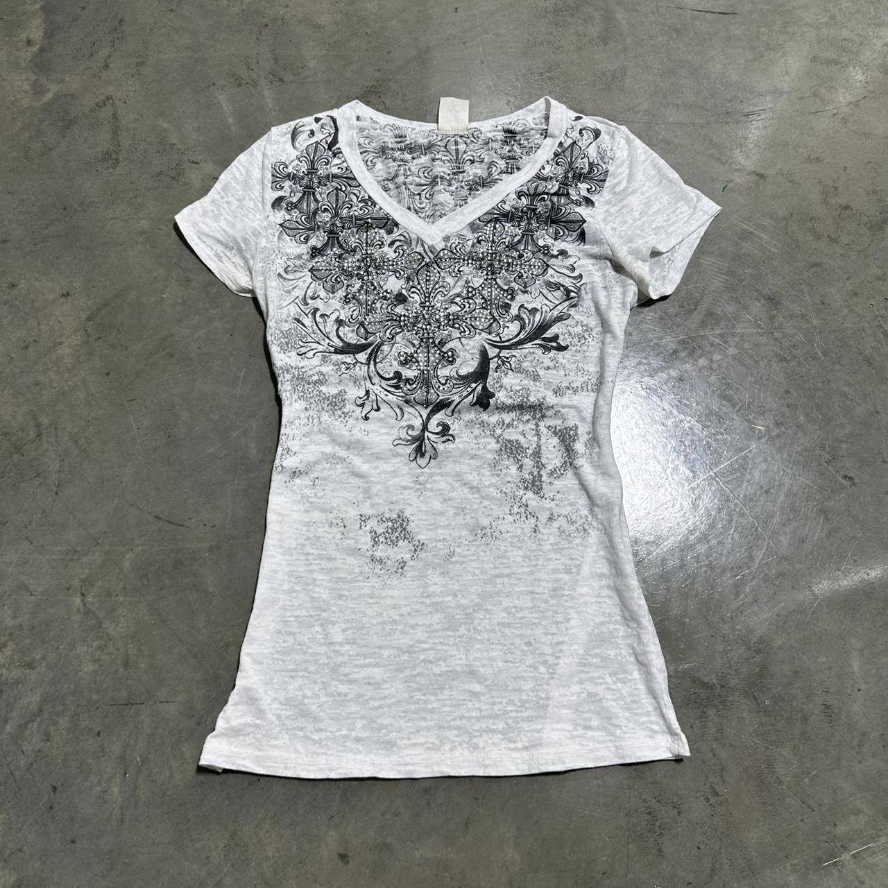 Vintage Y2K Mega All Around Crosses White Sheer... | Depop