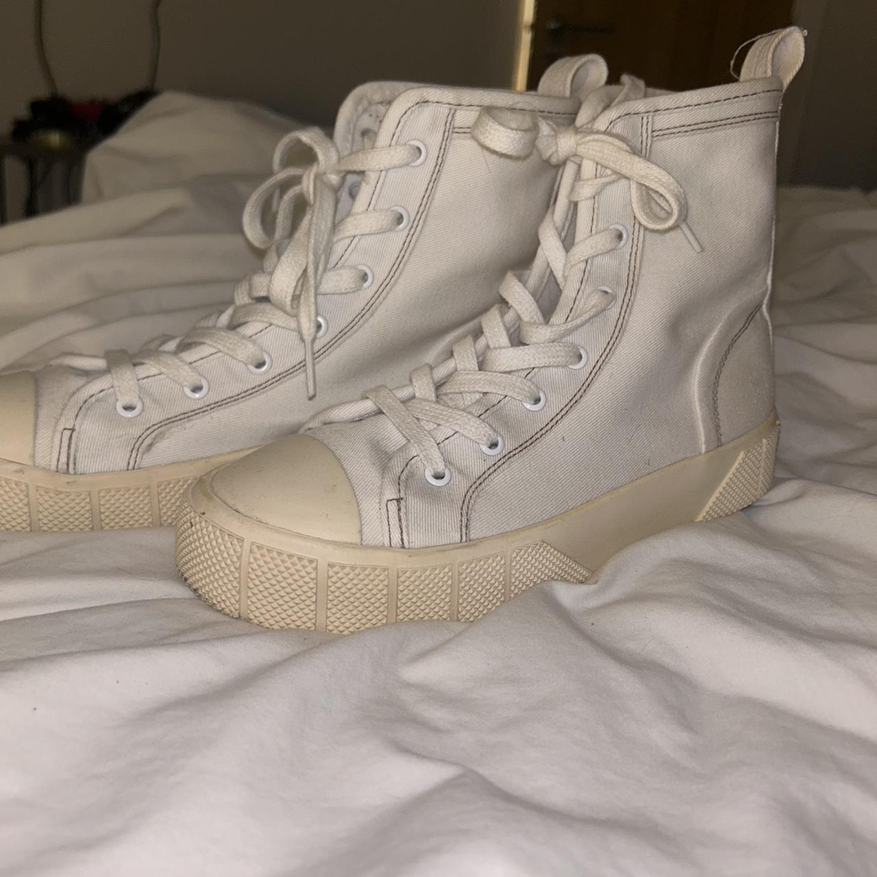 ZARA White/Cream High Top Trainers Size 4 - Depop